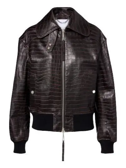 Rabanne Croc-effect Leather Blouson Jacket - Black