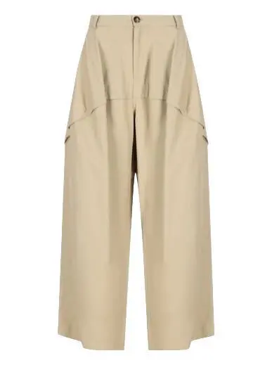 Loewe Logo Patch Wide Leg Pants - Light Brown