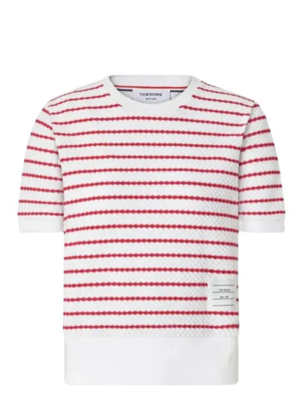 Thom Browne Striped Honeycomb-rib T-shirt - No