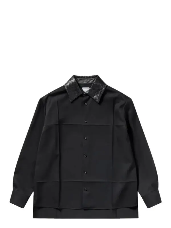 Bottega Veneta Leather Collar Relaxed Fit Shirt - Double Black