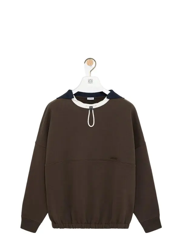 Loewe Embroidered Cotton Fleece Sweatshirt - Brown