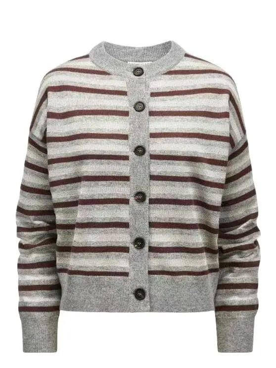 Brunello Cucinelli Long-sleeve Striped Cardigan - Gray
