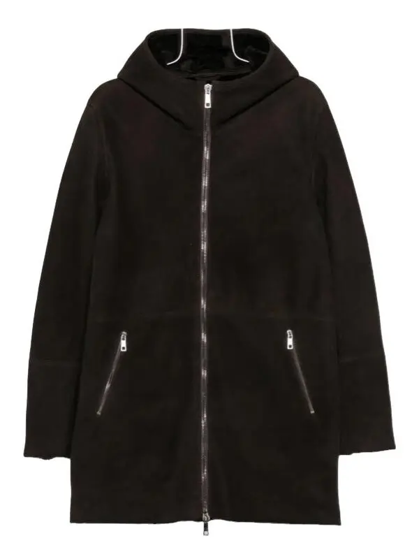 GIORGIO BRATO Long-sleeve Hooded Zip-up Jacket - Black