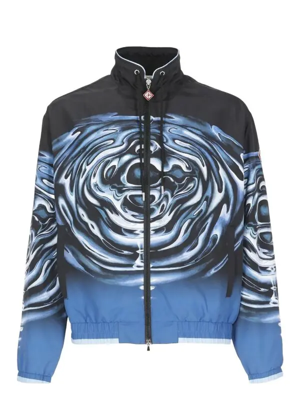 Casablanca Graphic Printed Zip-up Jacket - Blue