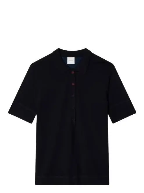 Paul Smith Merino Wool-blend Polo Shirt - Navy Blue