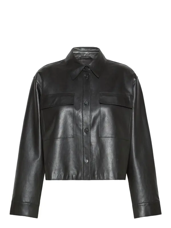Max Mara Nappa Leather Shirt Jacket - Black