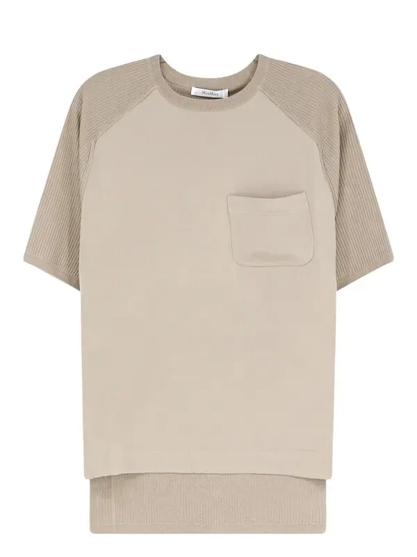 Max Mara Crew Neck Short-sleeved T-shirt With Chest Pocket - Nude