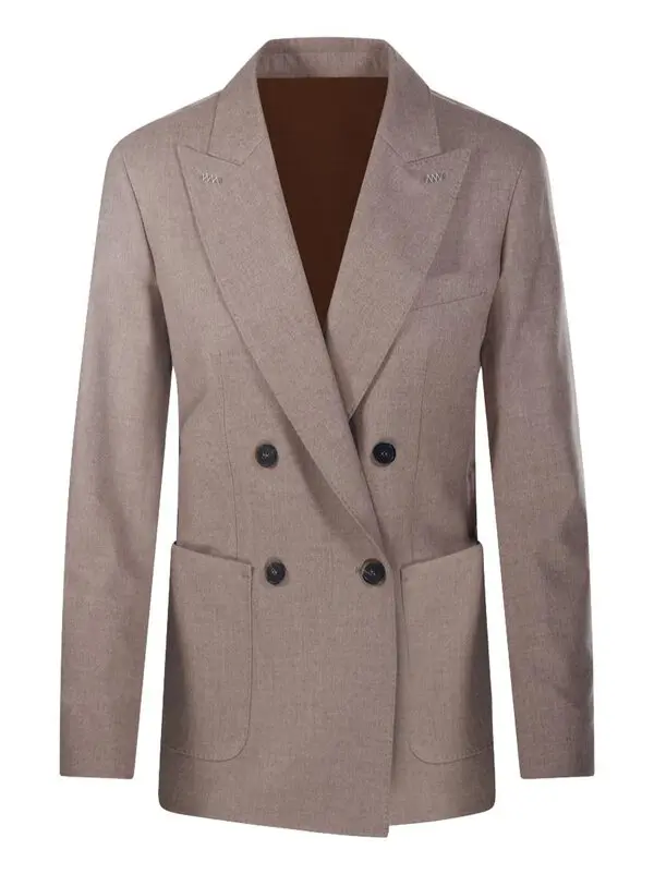 Max Mara Double-breasted Jacket With Classic Collar - Gray