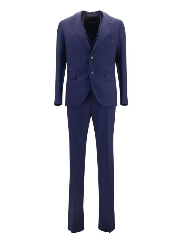 LARDINI Double-breasted Three-piece Suit - Blue