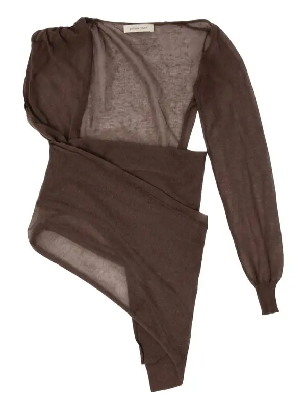 Paloma Wool Asymmetrical Wrap Top - Brown