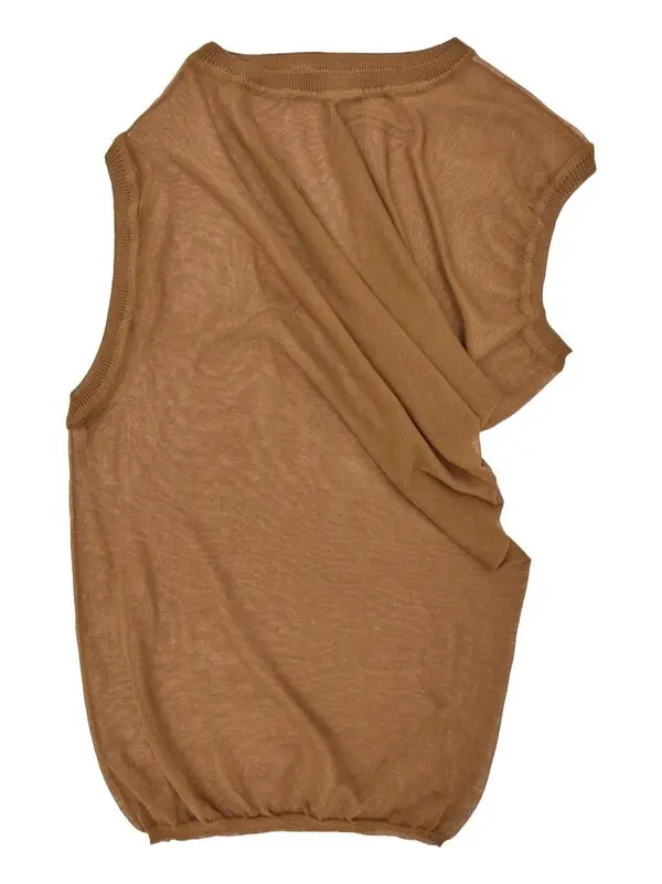 Paloma Wool Asymmetrical Draped Sleeveless Top - Brown