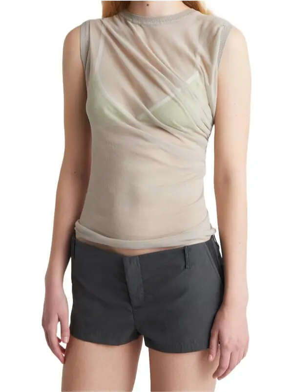 Paloma Wool Sleeveless Asymmetrical Draped Top - Beige