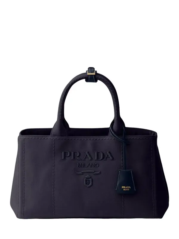 Prada Jardinière Large Canvas Tote Bag - Blue
