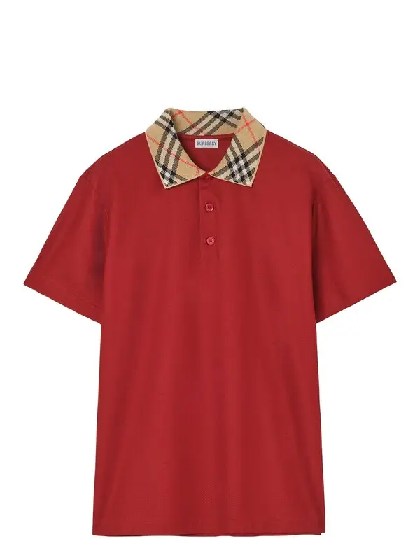 Burberry Cotton Check-collar Polo Shirt - Red