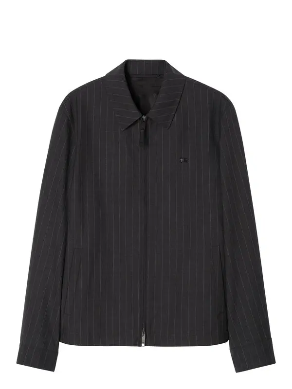 Burberry Bloomsbury Wool Pinstripe Harrington Jacket - Grey