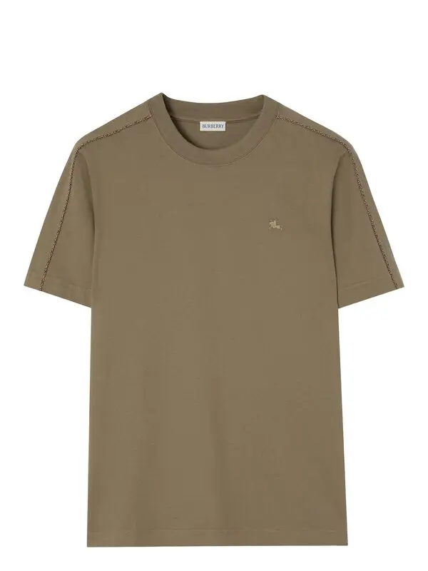 Burberry Cotton Check-piping Slim T-shirt - Brown