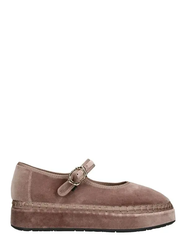 FLABELUS Velvet Double Alcmena Mary Janes - Brown