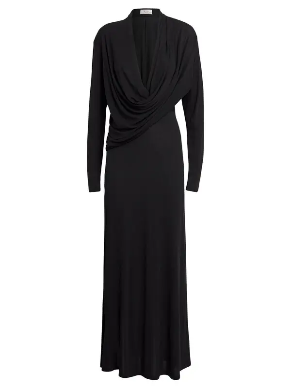 RETORI Jersey Hooded Maxi Dress - Black