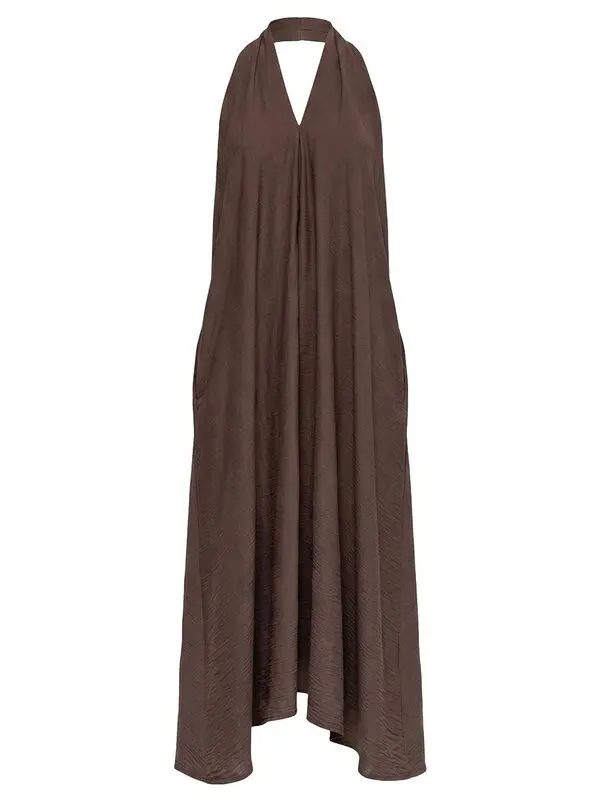 TANTRA SPAIN SL Halterneck Midi Dress - Brown