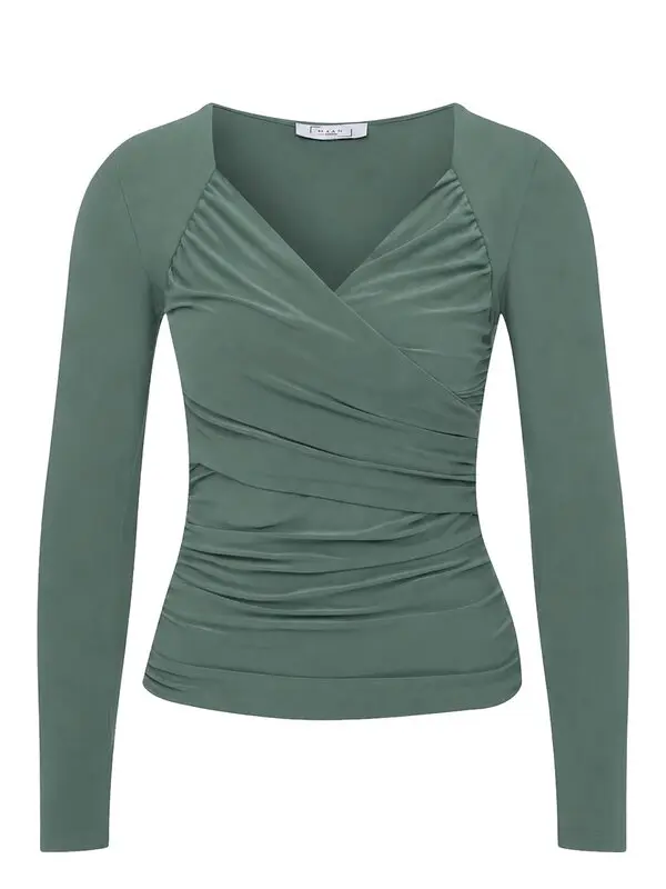 MAAN ISTANBUL Long Sleeve V-neck Blouse - Green