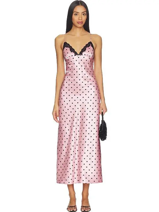 NIA Jasmine Polka Dot Slip Dress - Blush Pink
