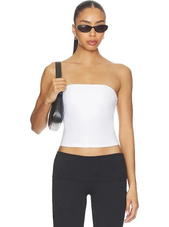 Beyond Yoga Spacedye Strapless Cropped Top - Cloud White