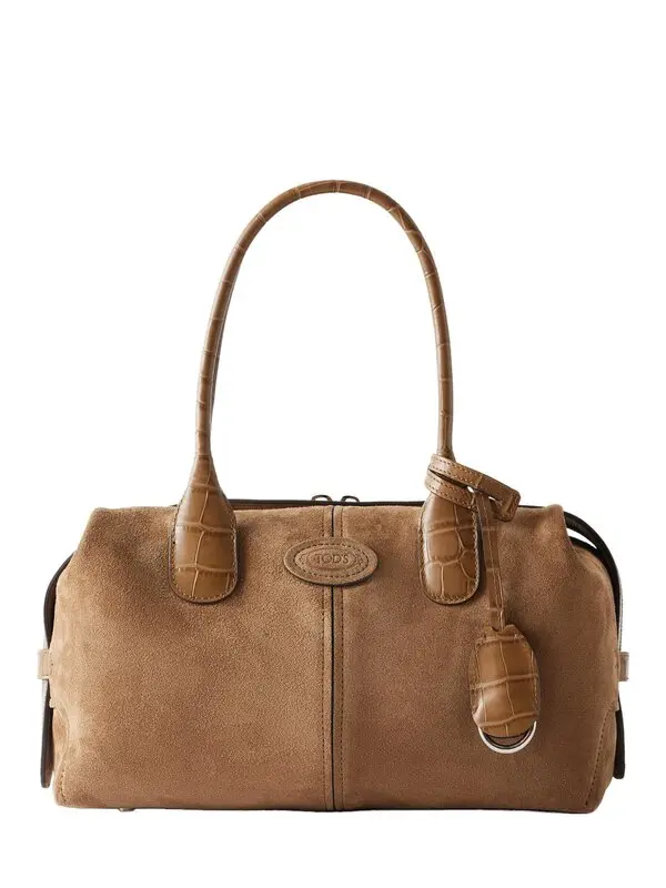 TOD'S Bauletto Suede Shoulder Bag - Brown