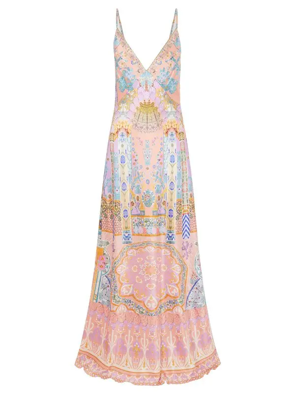 Camilla Printed Silk-satin Maxi Dress - Pink