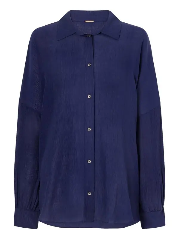AWAY THAT DAY Maldives Crepon Shirt - Blue