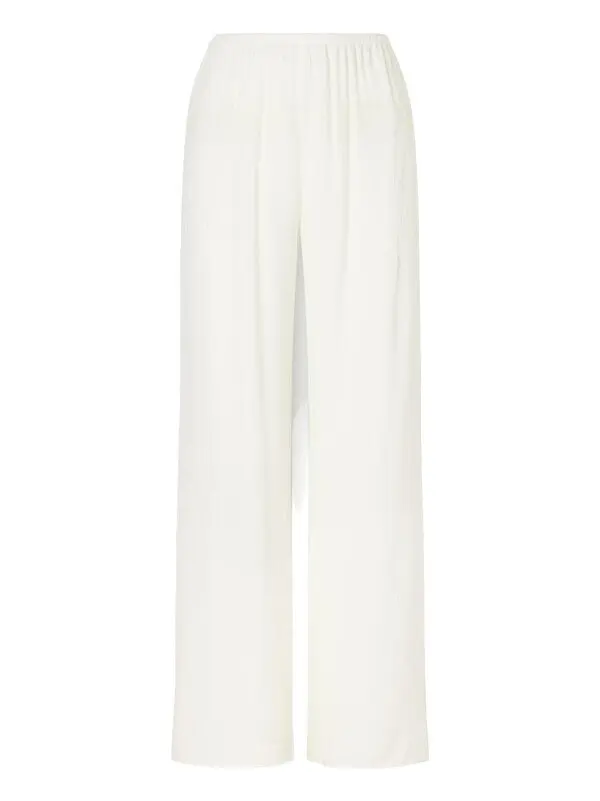 AWAY THAT DAY St. Barts Gathered Crepon Wide-leg Pants - Neutrals
