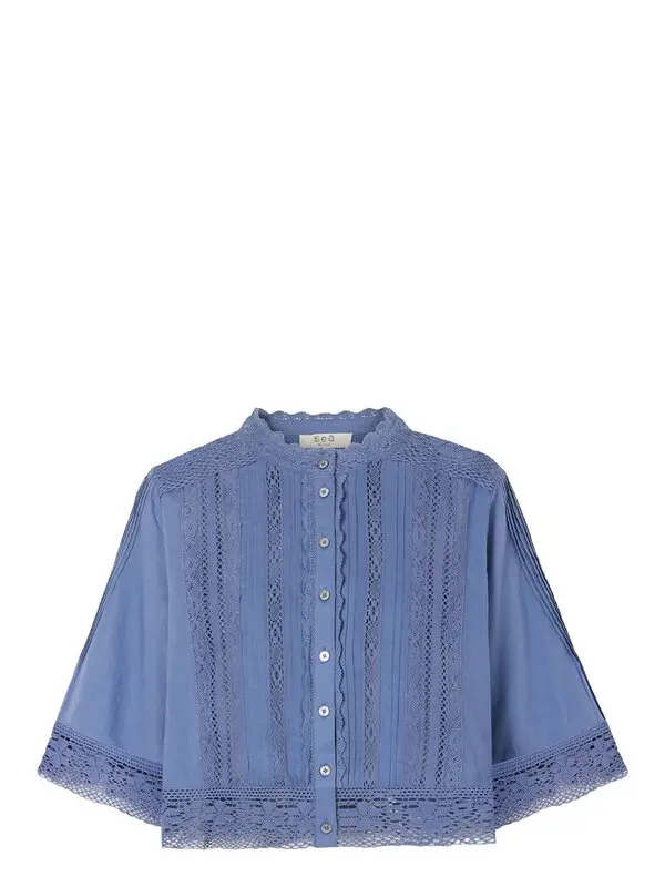 Sea Pippa Crochet-trimmed Cotton Blouse - Blue