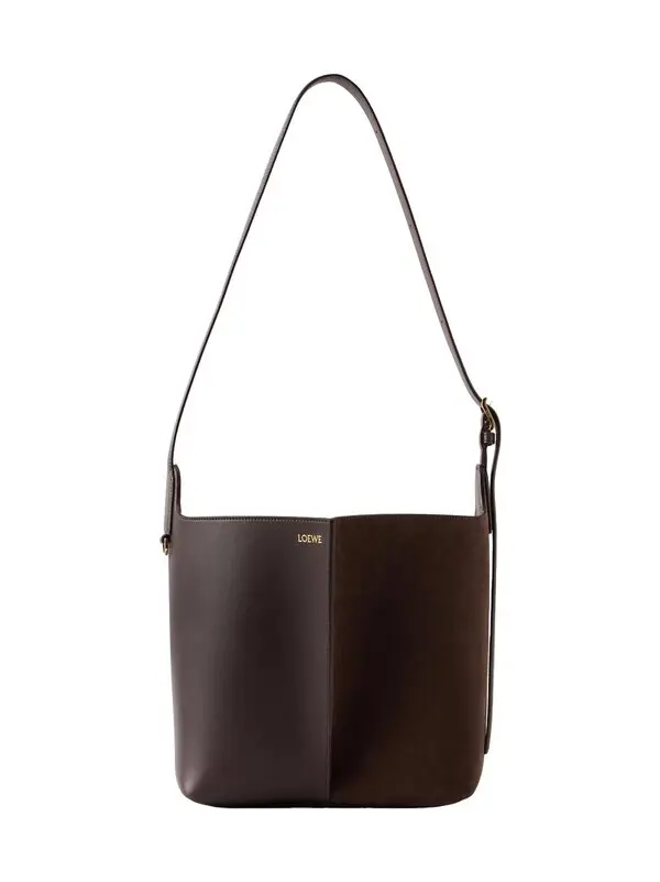 Loewe Bilbao Suede And Leather Tote - Brown