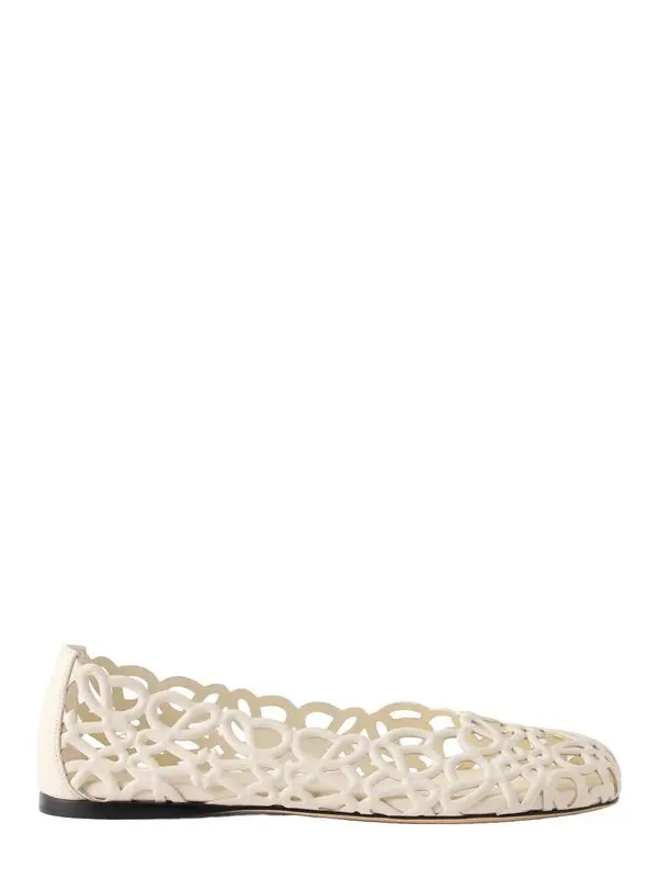 Loewe Petal Anagram Leather Ballet Flats - White