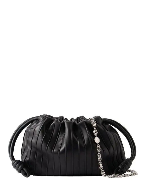Loewe Flamenco Pleated Leather Shoulder Bag - Black