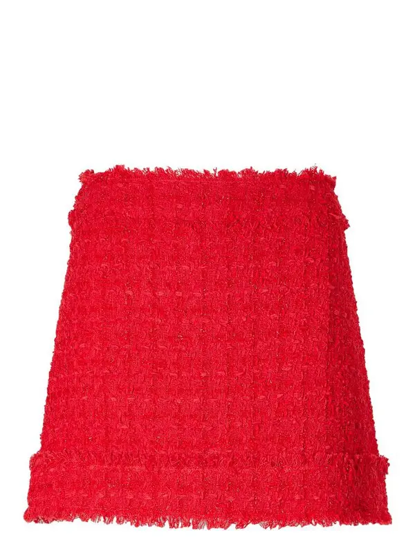 Dolce & Gabbana Tweed Mini Skirt With Frayed Edges - Red