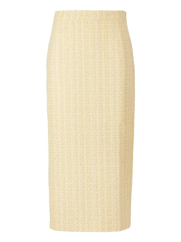 Alessandra Rich Checked Tweed Midi Skirt - Yellow