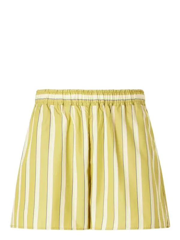 LA LIGNE Shelby Striped Cotton-poplin Shorts - Green