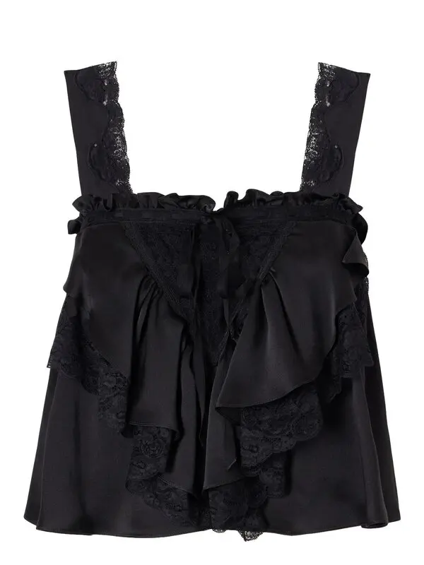 Chloé Lace-trimmed Silk-satin Camisole - Black