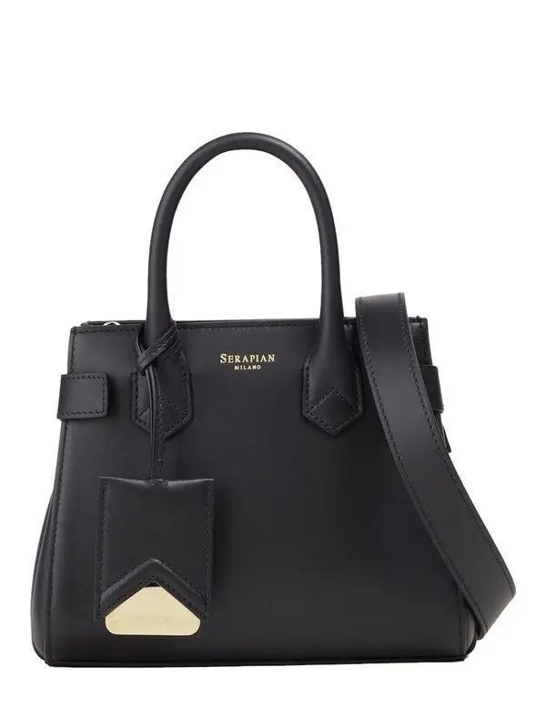 SERAPIAN Meline Mini Leather Tote - Black