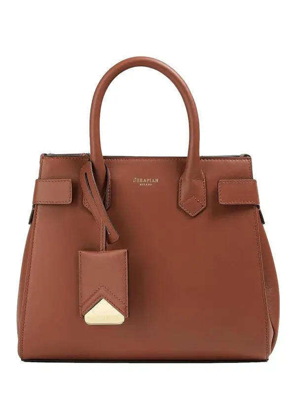 SERAPIAN Meliné Mini Leather Tote - Brown