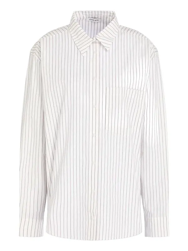 ANINE BING Braxton Pinstriped Cotton Shirt - White