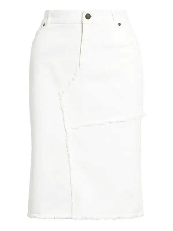 TOM FORD Frayed Paneled Denim Midi Skirt - White