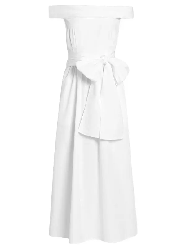 Max Mara Off-the-shoulder Cotton Poplin Midi Dress - White