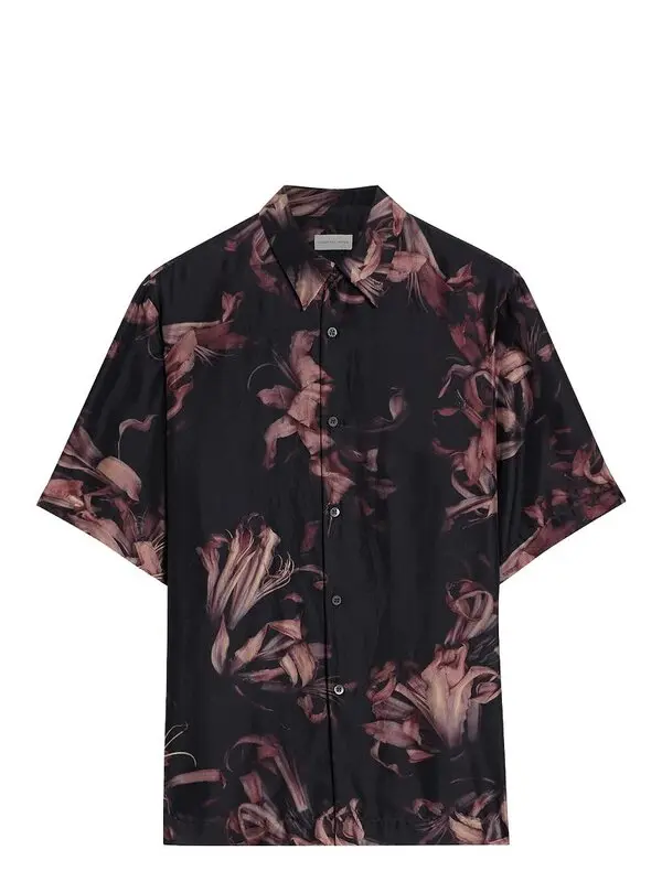 Dries Van Noten Floralprint Silk Shirt - Black