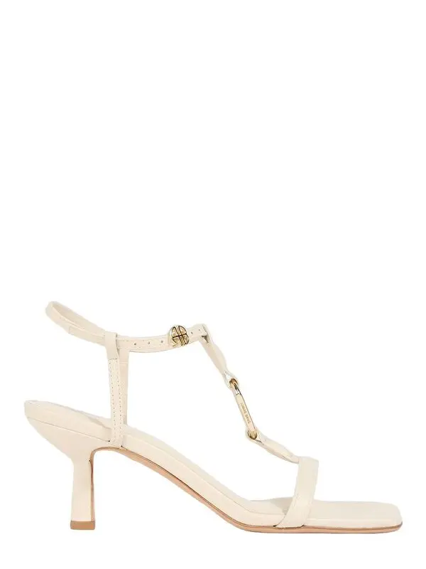 ANINE BING Embellished Leather Heeled Sandals - Ivory