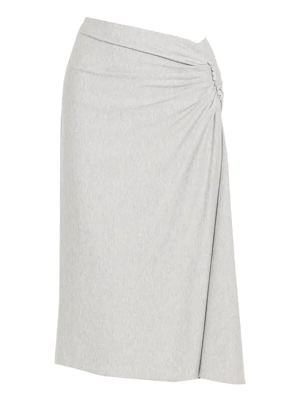 Dries Van Noten Button-detailed Ruched Cotton-jersey Skirt - Gray