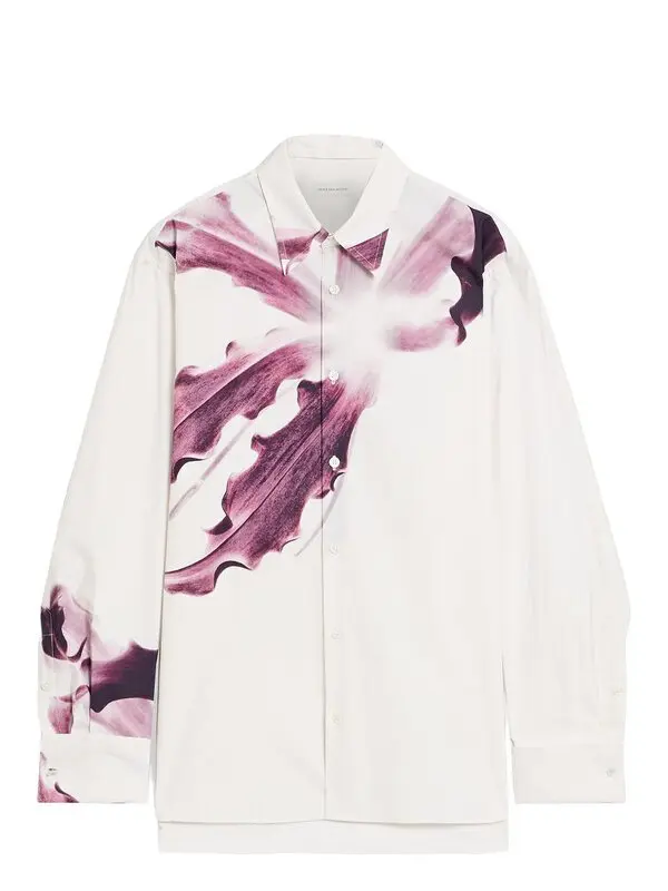 Dries Van Noten Floralprint Cottonpoplin Shirt - Grape