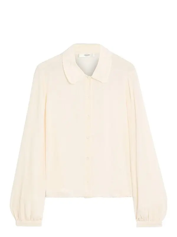 FRAME Silk Crepe De Chine Embellished Blouse - Cream