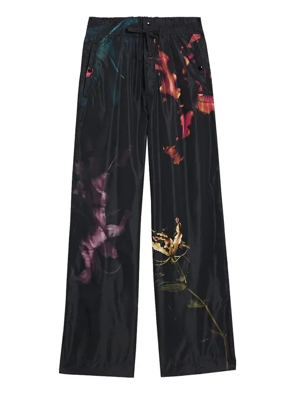 Dries Van Noten Printed Shell Pants With Drawstring Waist - Black