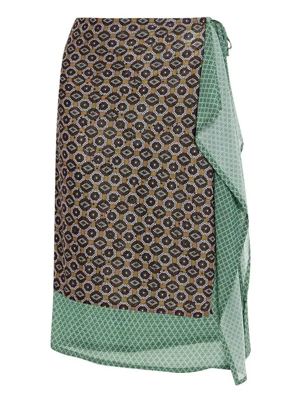 Dries Van Noten Embellished Printed Mesh Midi Wrap Skirt - Brown